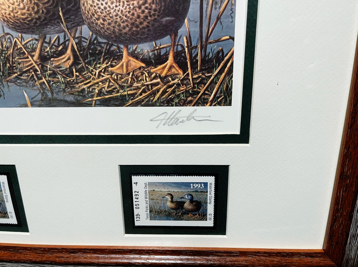 James Hautman 1993 Texas Waterfowl Duck Stamp Print With Double Stamps ...