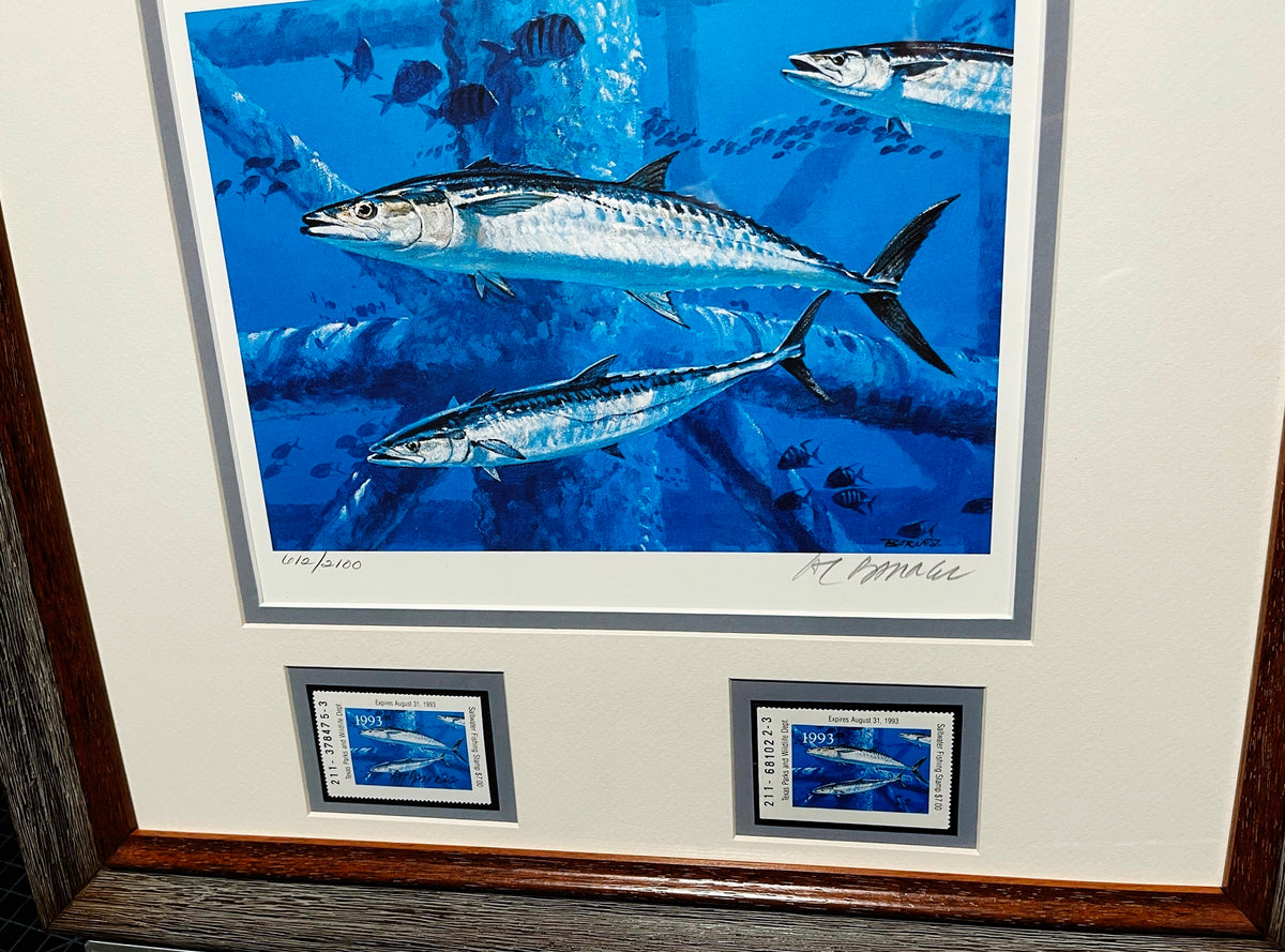 Al Barnes 1993 Texas Saltwater Stamp Print With Double Stamps - Brand ...