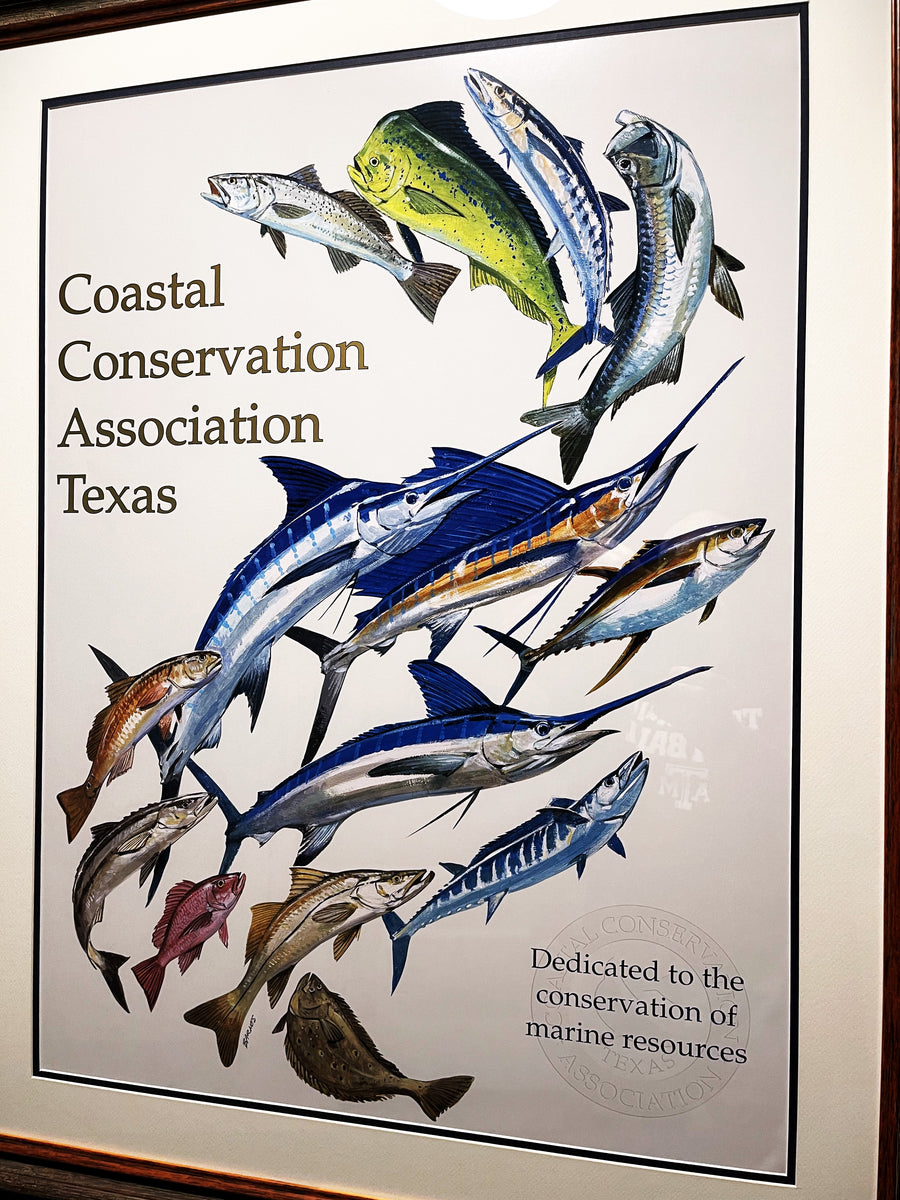 Al Barnes Collage Of Coastal Conservation Association CCA Lithograph Q ...