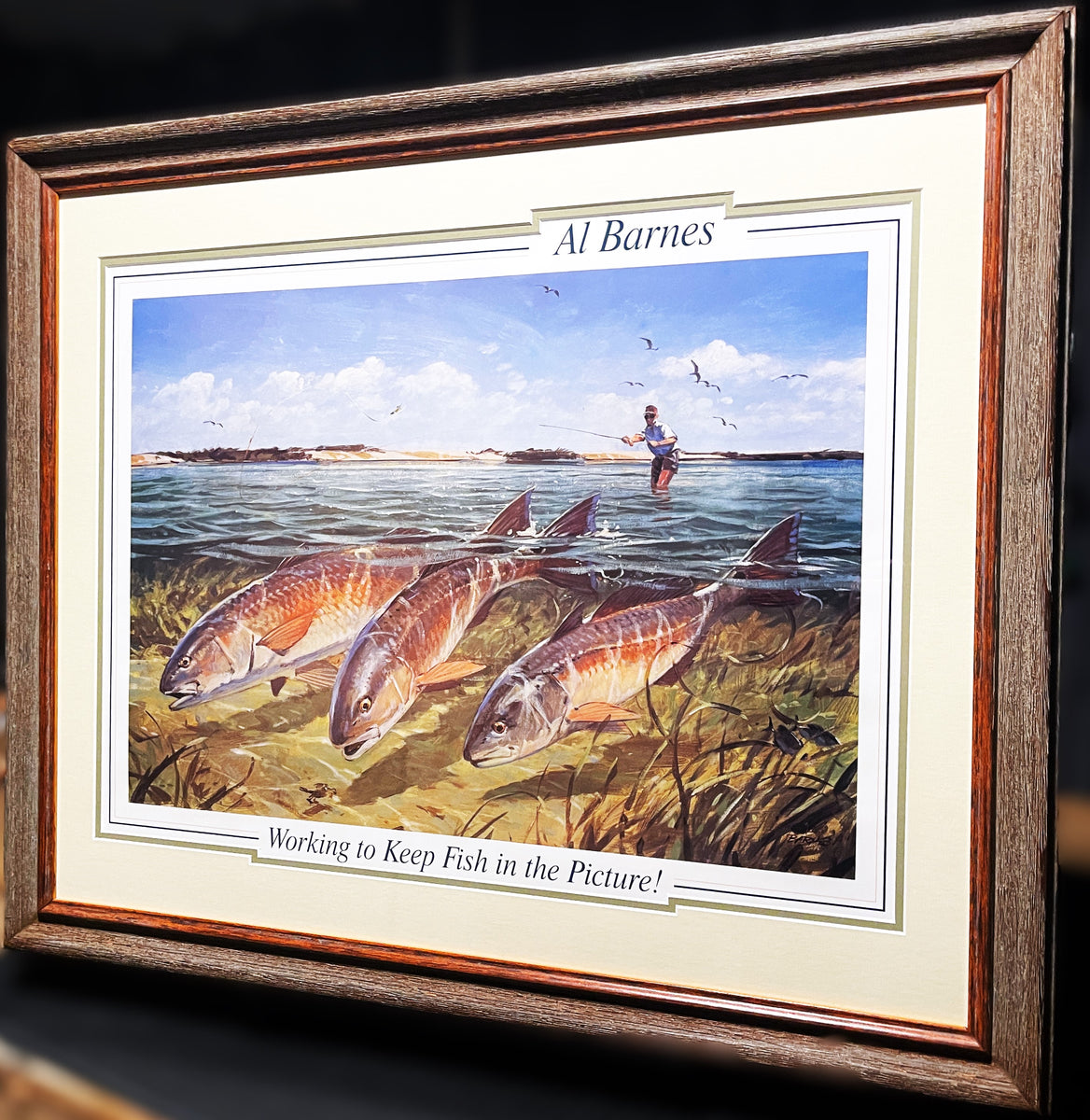 Al Barnes Working To Keep Fish In The Picture Lithograph Quality Poste ...