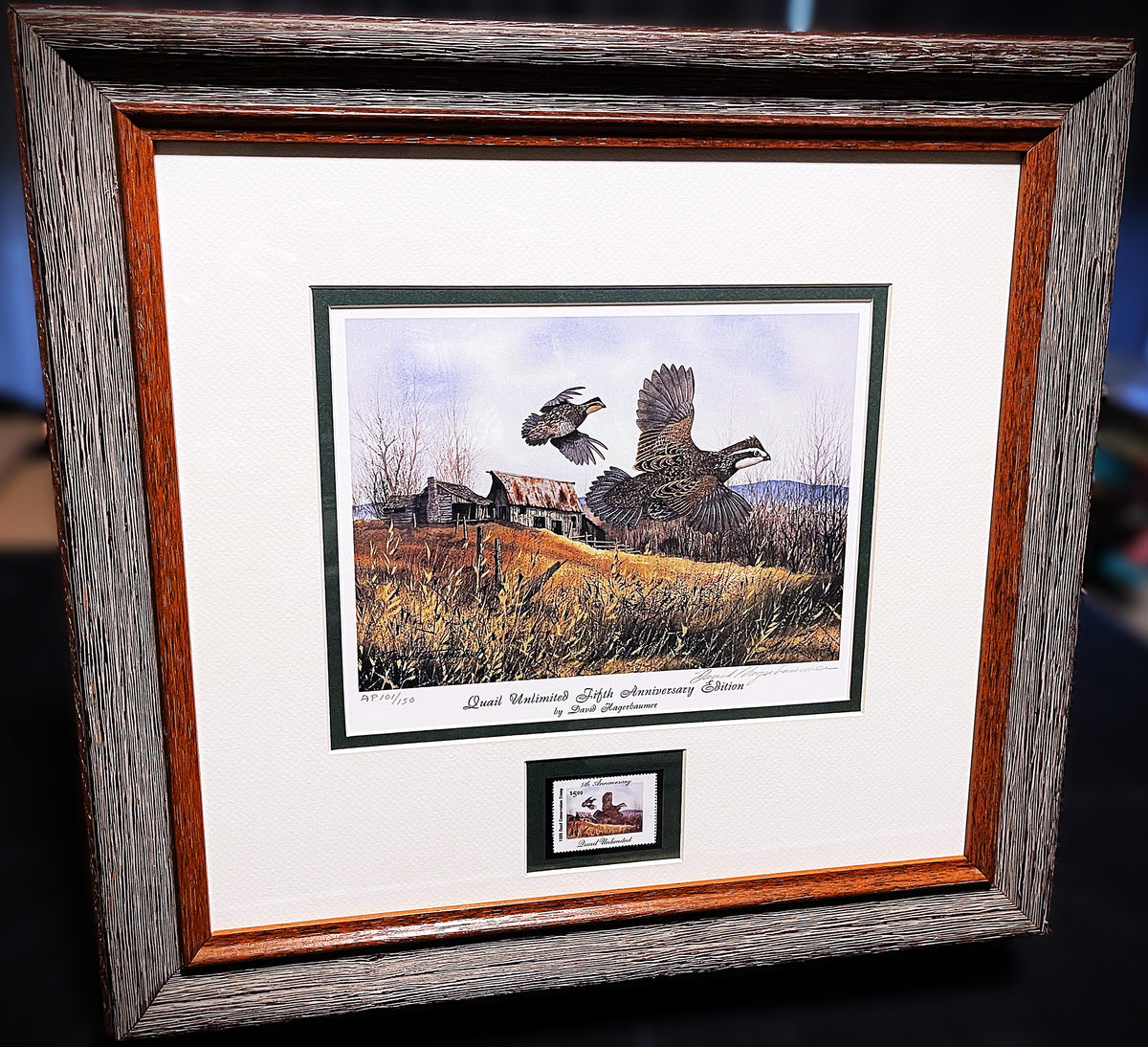 David Hagerbaumer 1986 Quail Unlimited Stamp Print With Stamp Artist P ...