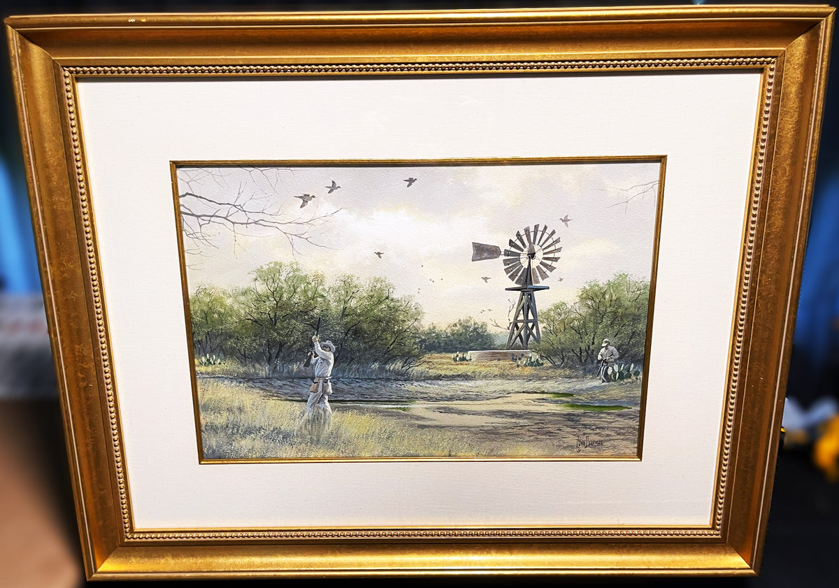 John Dearman Texas Dove Hunt 1990 Original Watercolor Painting Half Sh ...