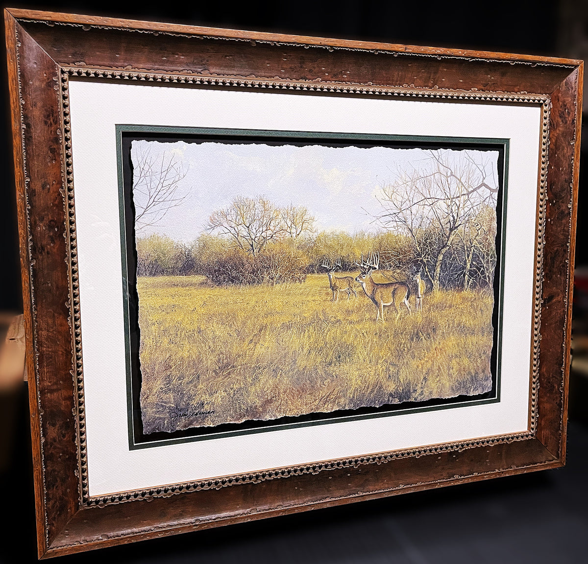 John Dearman Two Bucks And Doe GiClee Half Sheet Artist Proof Number 1 ...