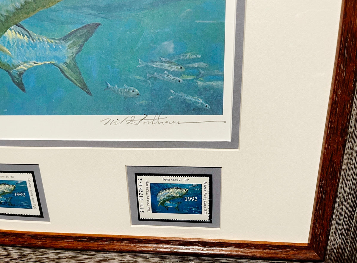 Mike Stidham 1992 Texas Saltwater Stamp Print With Double Stamps - Bra ...