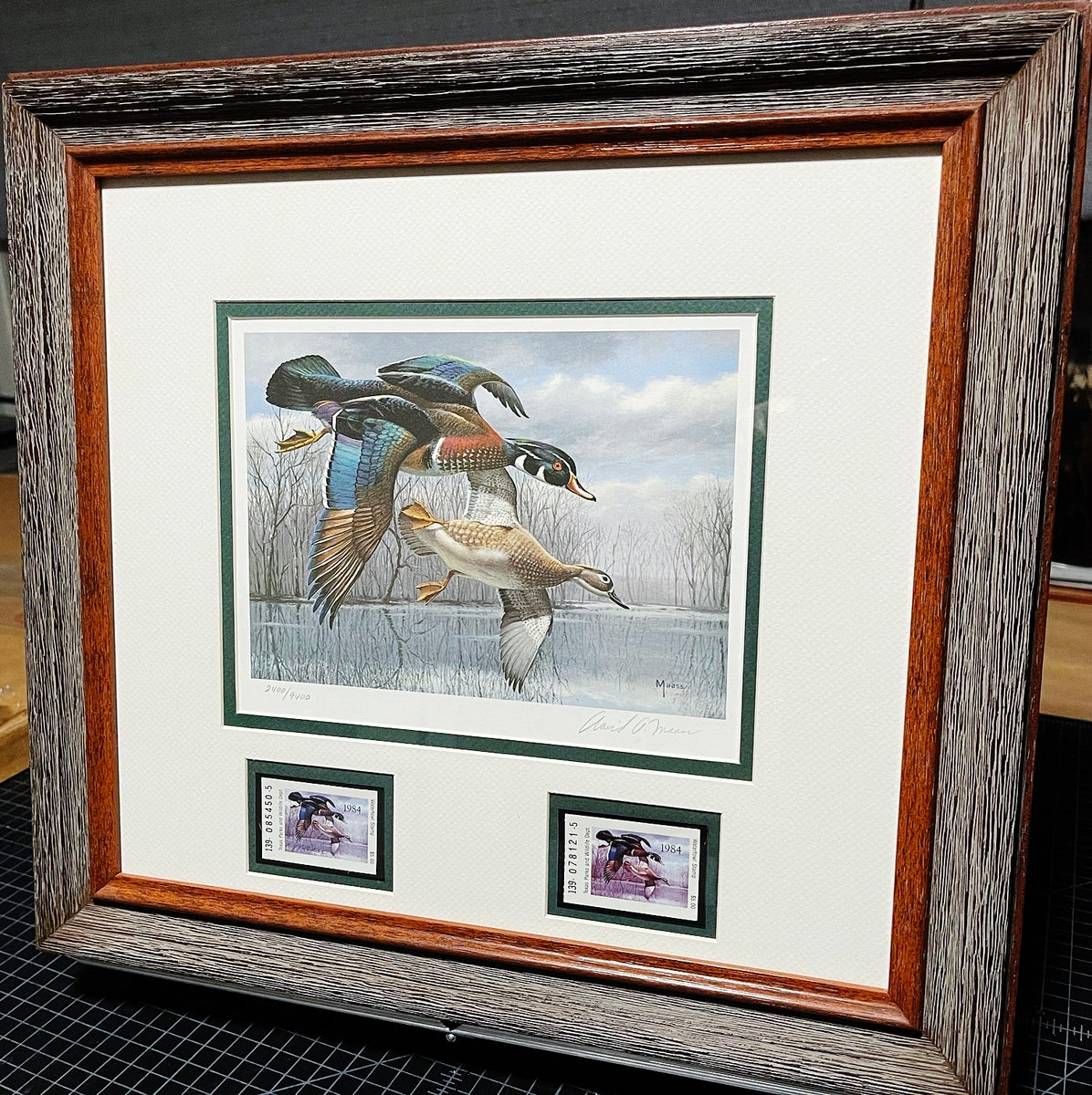David Maass 1984 Texas Waterfowl Duck Stamp Print With Double Stamps ...