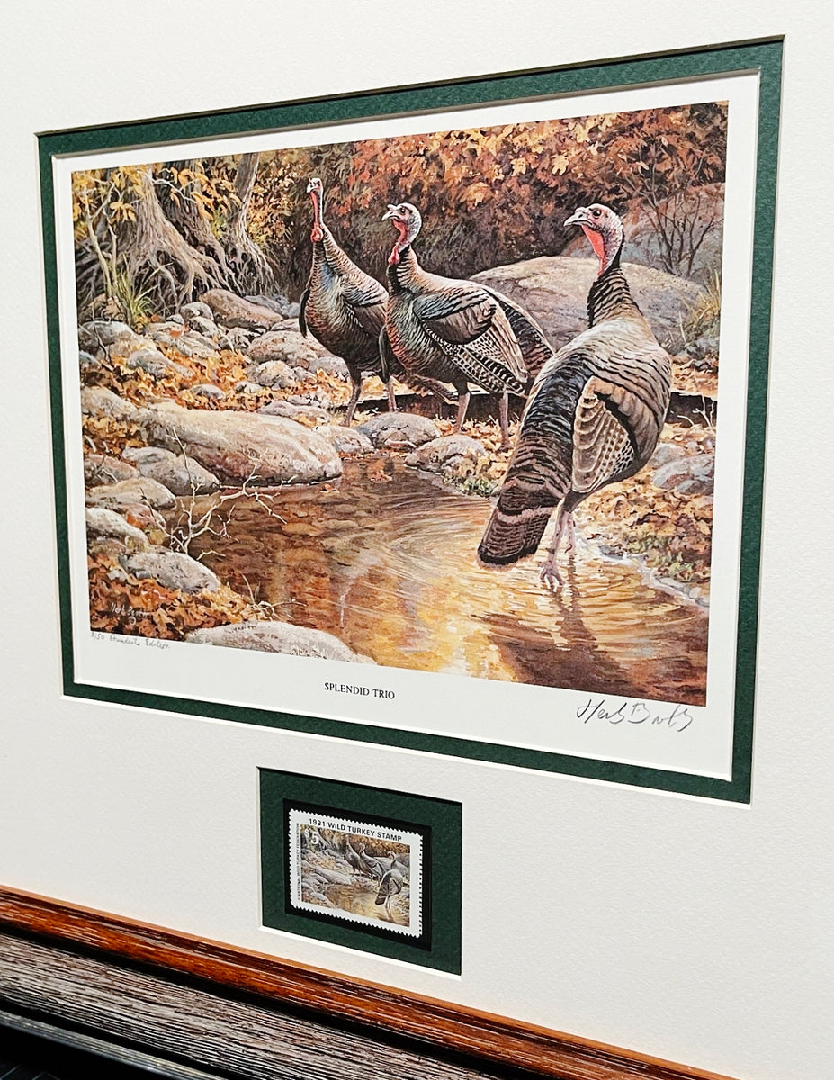 Herb Booth 1991 National Wild Turkey Federation NWTF Stamp Print Presi ...