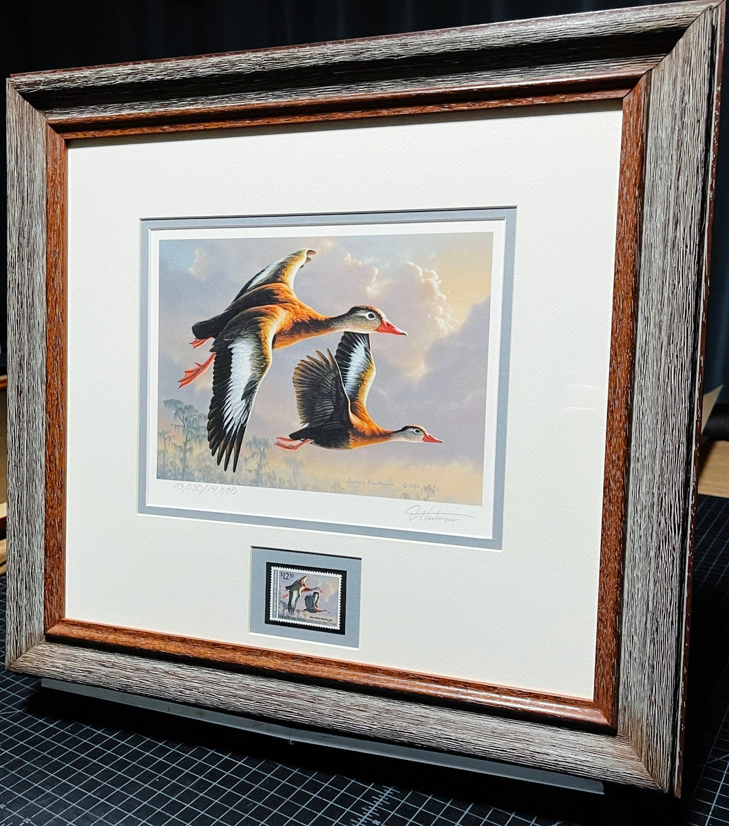 James Hautman 1990 Federal Duck Stamp Print With Stamp Whistling Tree ...